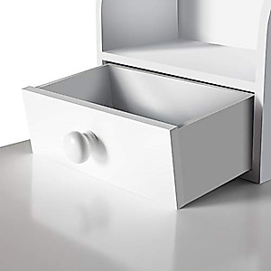 FUNKOCO Home Office Furniture Writing Desk,Computer Work Station with Detachable Hutch,5 Drawers(White)