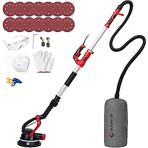 Blackcube Drywall Sander, 880W Electric Drywall Sander with Vacuum Dust Collection, Popcorn Ceiling Removal Tool 5 Variable Speed 1000-2100RPM with LED Lights, 14 Pcs Sanding discs