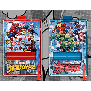 JARU Marvel Avengers & Spiderman Mini Pinball Machine for Kids (2 Toys) Handheld Games & Office Desk Games. Retro Vintage Toys Table Top Arcade Games. AB-6807-2