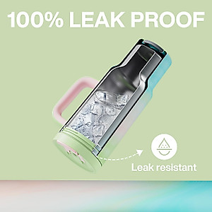 ENCOOL 40 oz Tumbler with Handle and Straw, 100% Leakproof Insulated Tumbler with Lid and Straw, Stainless Steel Travel Mug, Keeps Cold for 34 Hours, Car Cup Holder Friendly (Fairy)