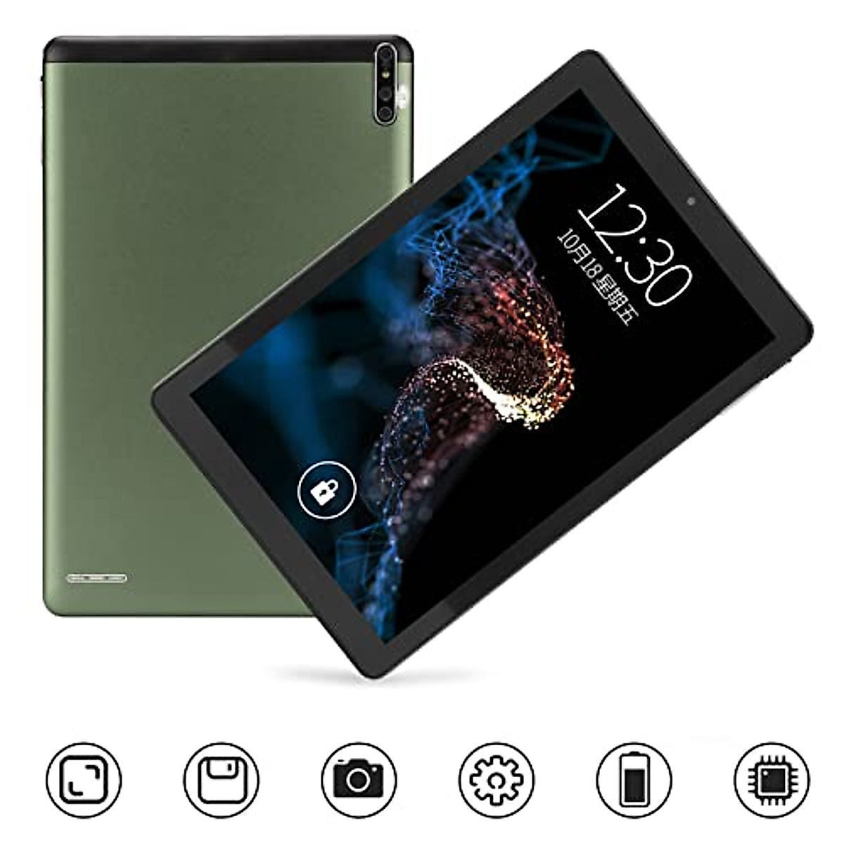 10.1 Inch Tablet, 2.4G 5G WiFi Green 8800mAh HD Tablet for Photography for 11.0 (US Plug)