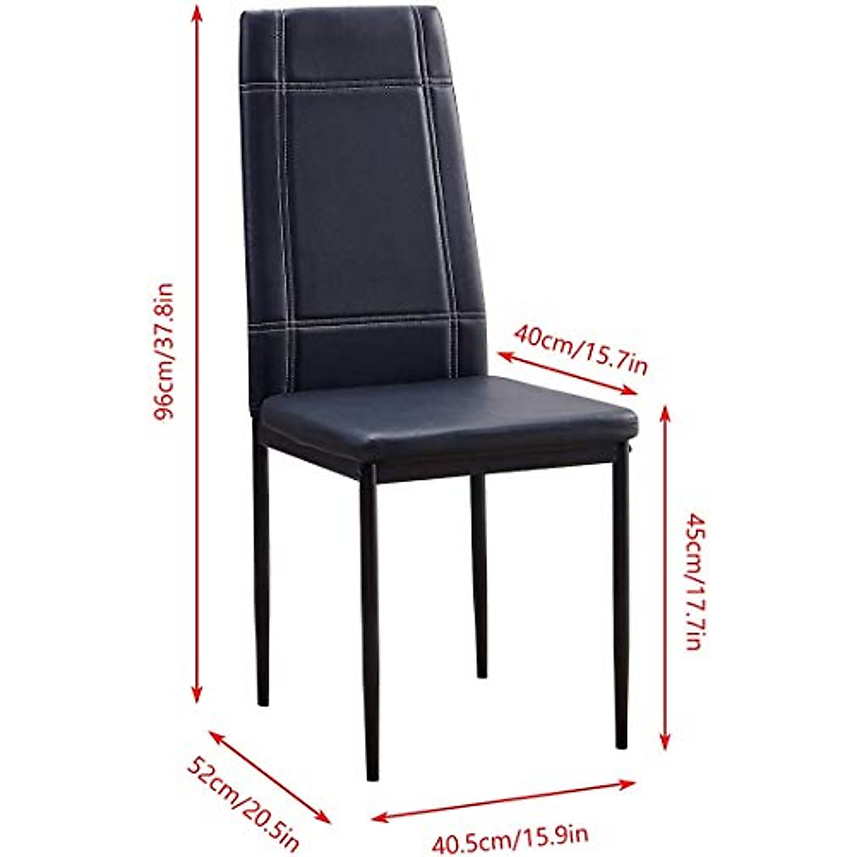 nozama Black PU Leather Dining Chairs 2 Pcs Modern High Back Chairs Set of 2 Kitchen Chairs Upholstered Dining Chairs for Kitchen Living Room with Padded Seat Foot Cap Protection (2, Black)