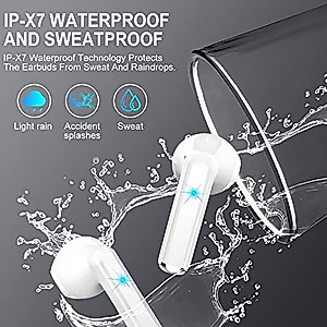 Wireless Earbud, Bluetooth 5.3 Headphones 2022 Bluetooth Earbud with 4 ENC Mics, Wireless Earphones in Ear Noise Cancelling Wireless Headphons Deep Bass IP7 Waterproof Ear Buds for iOS Android USB-C