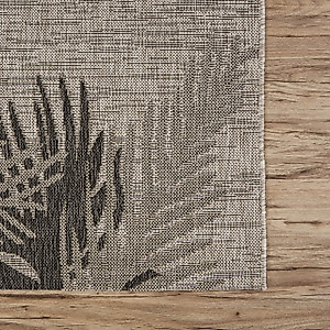 LR Home Captiva Shaded Palms Indoor/Outdoor Area Rug, 5' x 7', Beige/Black