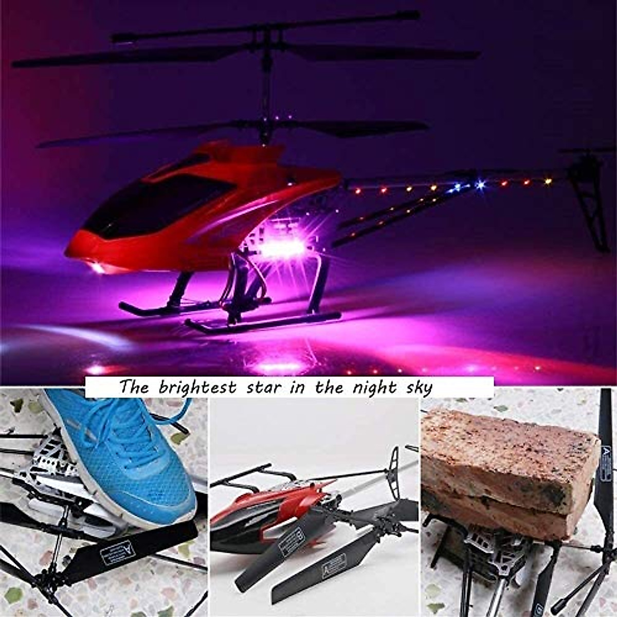 VanFty Large Fall Resistant Rc Helicopter for Adults Helicopters Remote Control Charging 3.5 Channels RC Drone Helicopter Toys with LED Light Night Sky Flight Teenagers Boys Girls Gift (Color : Red)