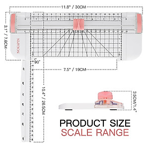 Paper Cutter,Portable Paper Trimmer,12 Inch Paper Slicer Scrapbooking Tool with Automatic Security Safeguard and Side Ruler for Craft Paper,A4 A5 Paper,Coupon, Label and Cardstock (Blue) (Pink)