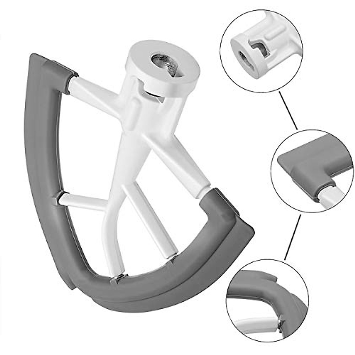 Flex Edge Beater For Kitchenaid,Kitchen Aid Mixer Accessory,Kitchen Aid Attachments For Mixer,Fits Tilt-Head Stand Mixer Bowls For 4.5-5 Quart Bowls,Beater With Silicone Edges,White