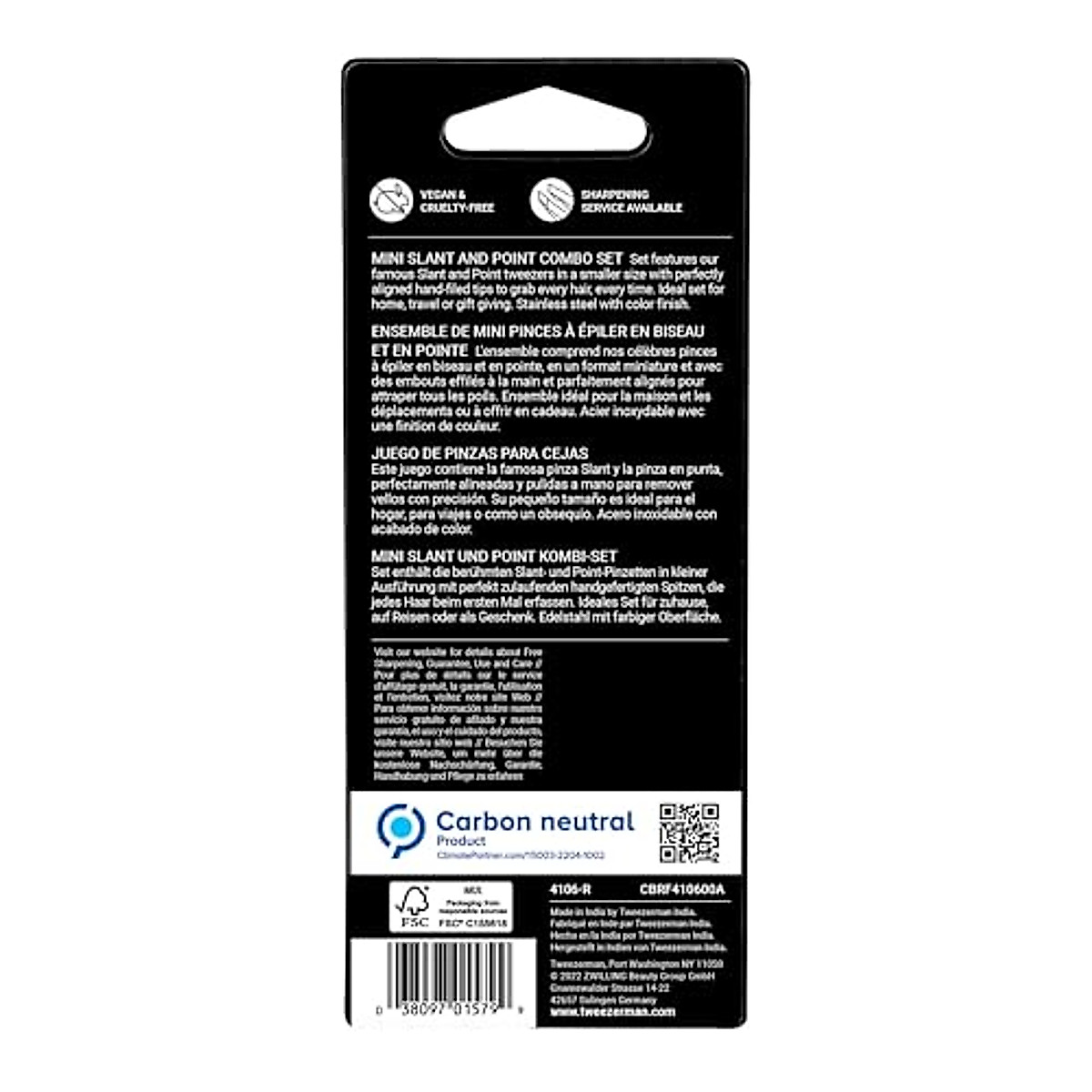 Tweezerman Mini Slant and Point Tip Tweezer - Tweezers Set for Eyebrows, Facial Hair, Ingrown Hairs