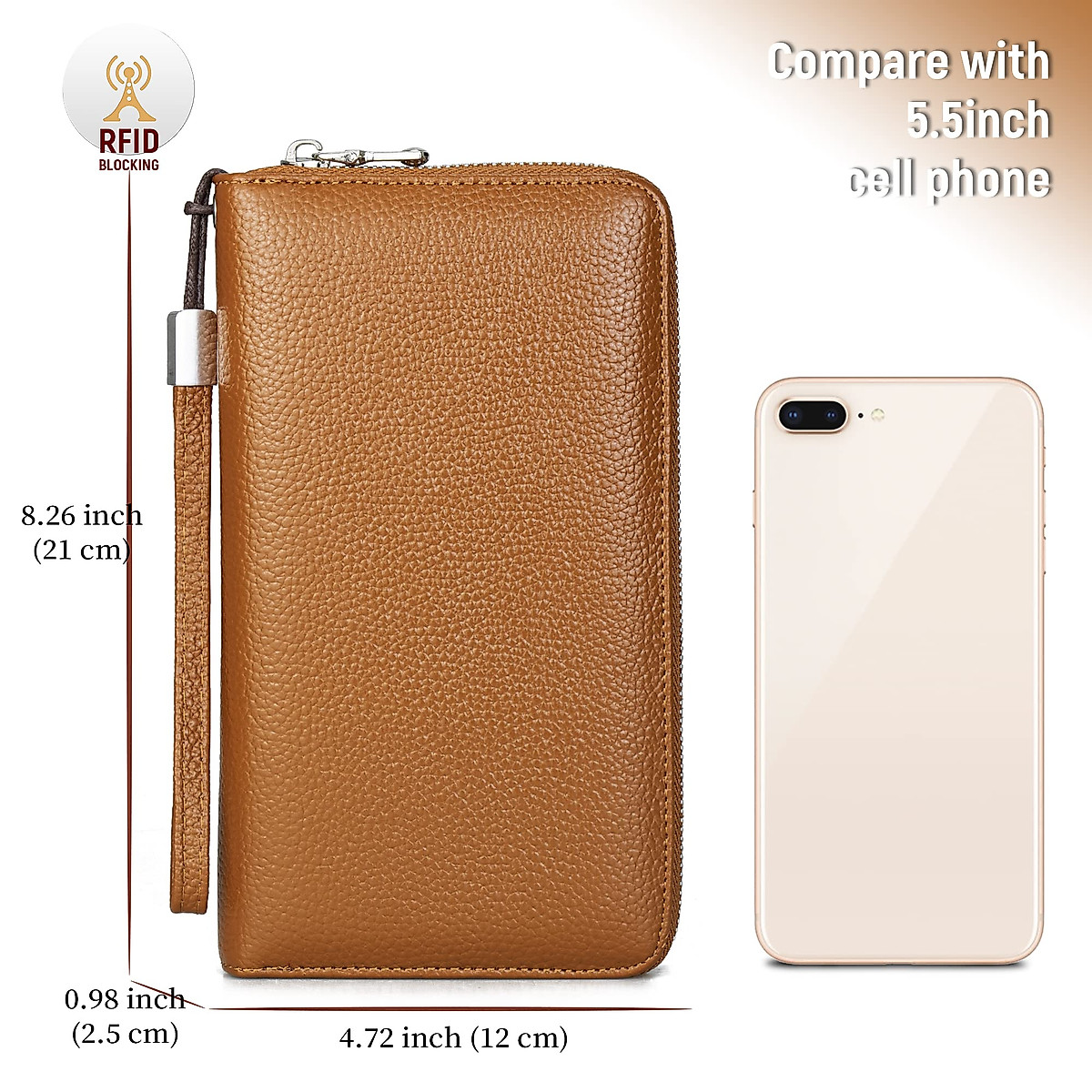 LETEULO Womens Wallets RFID Blocking Leather Wallets for Women Zip Around Clutch Purses Vintage Billfolds Card Organizer Purse (Coffee)