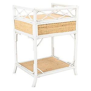 Safavieh Home Collection Rumi White and Natural Rattan 1-Drawer 1-Shelf Nightstand
