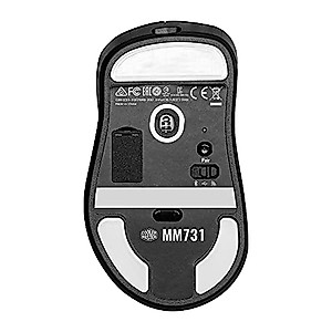 Cooler Master MM731 Wireless Gaming Mouse Black, Adjustable 19,000 DPI, Palm|Claw Grip, 2.4GHz|Bluetooth, PixArt Optical Sensor, Ultraweave Cable, PTFE Feet, RGB Lighting (MM-731-KKOH1)