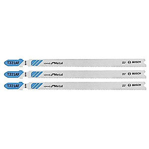 BOSCH T321AF3 3-Piece 5-1/4 In. 21 TPI Speed for Metal T-Shank Jig Saw Blades, White