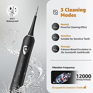 Plaque Tartar Remover for Teeth - Sonic Electric Dog Teeth Brushing Kit - Rechargeable Sonic Electric Dog Tooth Scraper & Cleaning Kit for Dog & Cat, Black