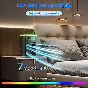 Portable Air Conditioners Fan,Portable Dual Nozzle Air Conditioner Fan, 1500ML Cooler with Remote, 3 Speeds & 1H/3H/6H Timer, 7 LED Colors, Perfect for Home/Office (Black)