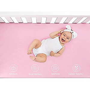 EXQ Home Fitted Baby Crib Sheets for Boys Girl, Standard Crib Mattress Sheet Soft Breathable Toddler Bed Sheets, Cozy Microfiber Toddler Cot Sheet (28x52x8in Pink)