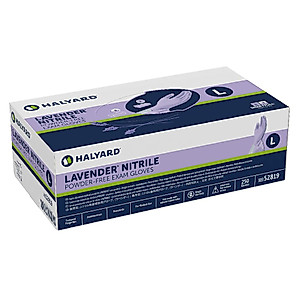 HALYARD Lavender Nitrile Exam Gloves, Powder-Free, Non-Sterile, 3.1 mil, 9.5", Lavender, Large, 52819 (Box of 250)