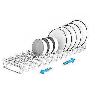 YYP Small Dish Drying Rack Expandable Dish Drying Rack Over The Sink, Plate Organizer for Cabinet or Countertop, Premium 304 Stainless Steel, Rustproof, for Kitchen, Small Space, RV