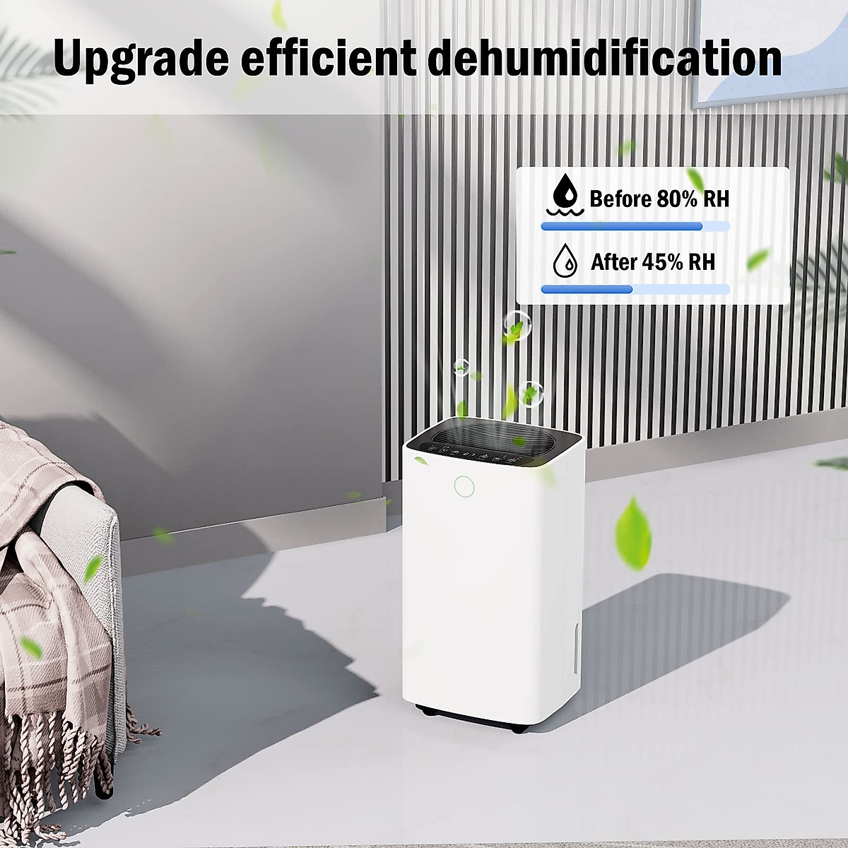 Kndko 2000 Sq. Feet Dehumidifiers, 30 Pint Dehumidifier for Basement, Home and Bedroom With Auto or Manual Drainage - Dehumidifiers With Drain Hose, 3 Operation Modes & 12HR Timer