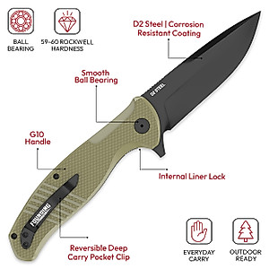 FOUNDING FORGERS 3.75" D2 Pocket Knife For Men | Large EDC Knife With Case EDC Knives For Men Folding Pocket Knife Hunting Pocket Knives & Folding Knives