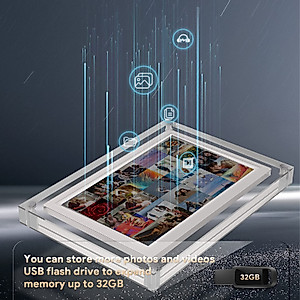 Digital Picture Frame, 10.1 Inch WiFi Acrylic Digital Photo Frame, 1280x800 HD Touch Screen Display, Auto Rotation Photo/Video/Music, Easy to Share Photos Video via Frameo APP