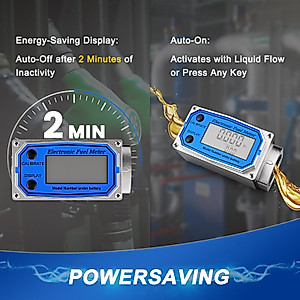Flow Meter 3/4 Inch Digital LCD Display with NPT Counter Waterproof Oil Flowmeter Kerosene Diesel Fuel Flow Water Flow Meter, Switch Between GAL(Gallons), QTS, PTS, L, and m³ Units