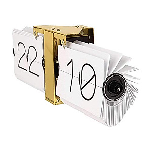 Karlsson Flip Clock No Case White, Brass Stand, Steel, 8.5 x 36 x 14 cm
