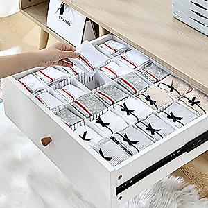 GesangF 20PCS DIY Plastic Grid Drawer Dividers, Large Adjustable Drawer Storage Organizer (38cmx11cm) for Clutter Kitchen Cutlery Dresser Makeup Tools Socks Can Help Tidy Office Desk Clinic Bedroom