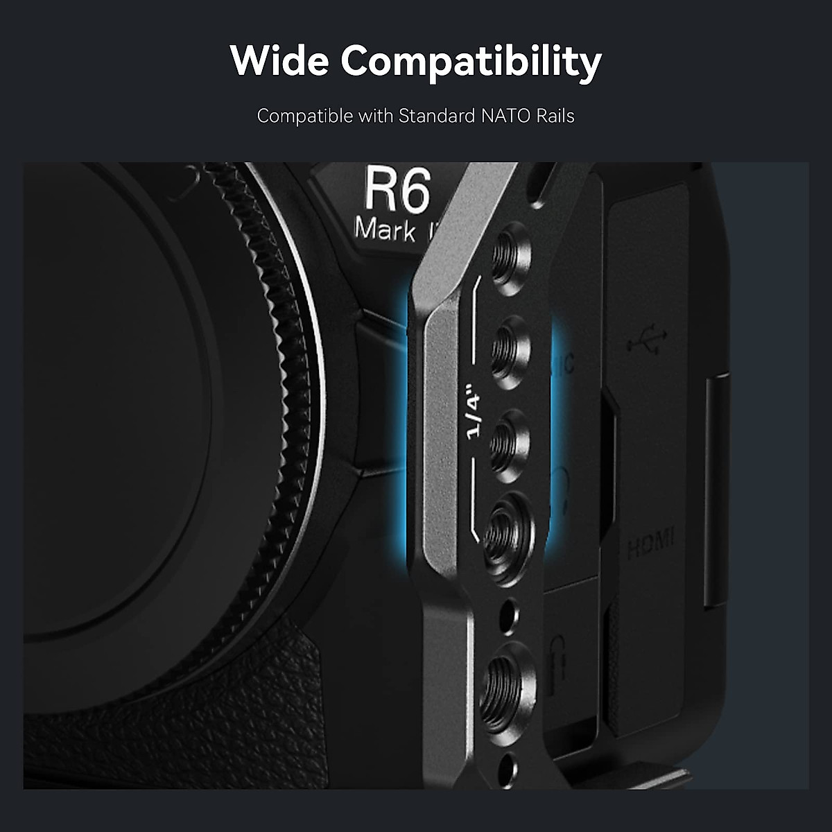 SmallRig Snap-On NATO Side Handle, Quick Lock Design, Up/Down Adjustable, Built-in Cold Shoe Mount, 1/4''-20 Thread Hole, Wrist Strap Hole - 4017