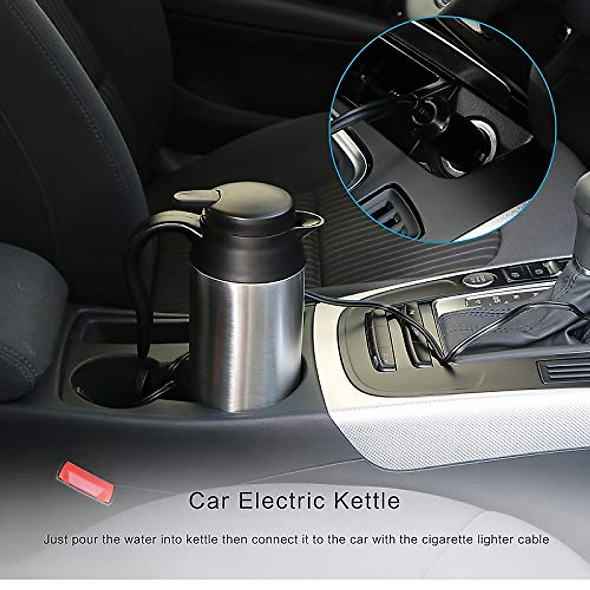 Car Kettle Boiler Sunsbell 650ml Car Heating Travel Cup Stainless Steel Mug Car Coffee Cup Warmer with DC 12V Charger for Car (Kettle Boiler)
