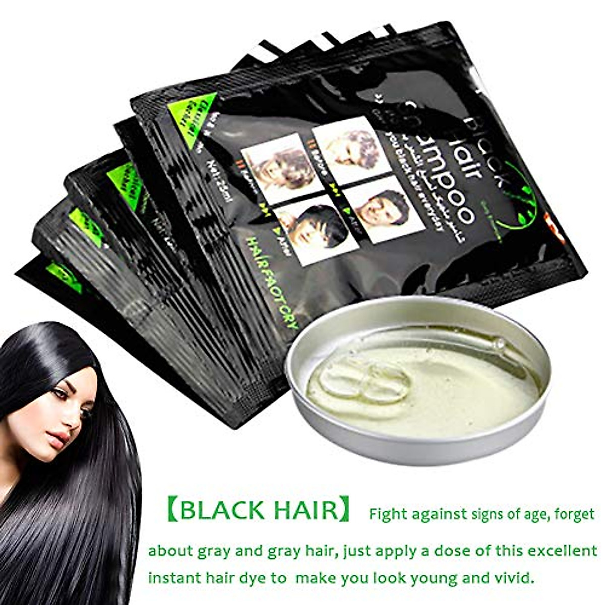 Cutelove Black Hair Dye - Black Hair Shampoo Hair Color for Gray Hair Coverage only 5 Minutes Maintain Hair Color a Months for Men and Women 25mlx10 Packs