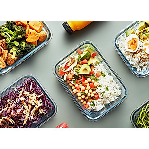 M MCIRCO 36oz Glass Meal Prep Containers set of 5 and 30Pcs Glass Food Storage Containers Set