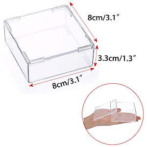 BTSKY Clear Plastic Small Storage Containers with Lid Mini Clear Boxes for Organizing Stackable Paper Clips Holder Multi-use Bead Organizers for Clips, Rhinestones, Hairpins and Candy, 6PCS Square