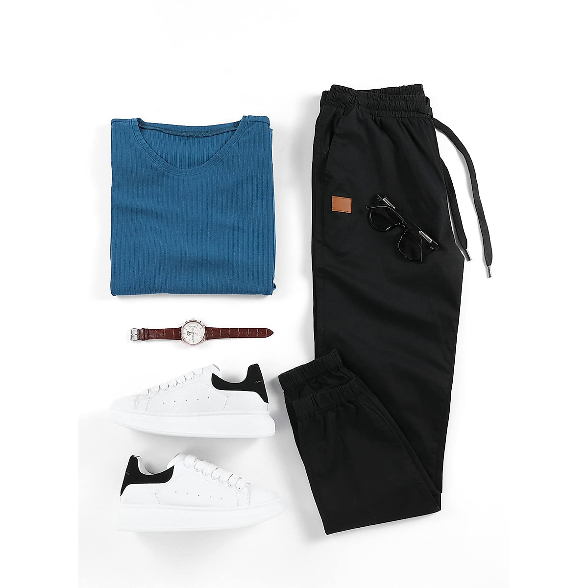 JMIERR Mens Casual Joggers Pants - Cotton Drawstring Chino Cargo Pants Hiking Outdoor Twill Track Jogging Yoga Sweatpants Jogger Work Pants with Pockets for Men, US 40(2XL), A Black