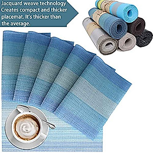 WaoDoing Placemats, Placemats for Dining Table, Heat Resistant Place Mats for Kitchen Table, PVC Table Mats, Easy to Clean, Set of 6