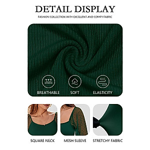 DOROSE Womens Mesh Long Sleeve Shirts Casual Blouses Tops Christmas Dark Green M