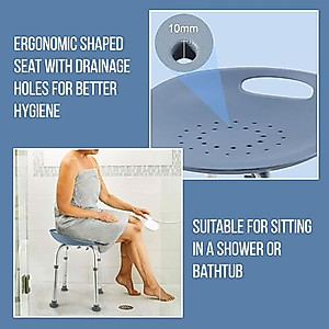 Remedic Bath and Shower Chair, Ergonomic Shaped PUR Foam Seat - Height Adjustable Shower Stool, Tub Chair, & Bathtub Seat Stool with Anti-Slip Rubber Feet, DME Bathtub Stool Seat for Seniors, Elderly