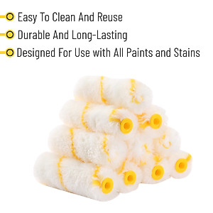 Bates- Paint Rollers, 4 inch Paint Roller with 20 Covers, Small Paint Roller, Paint Roller Covers, Mini Paint Roller, Paint Roller 4 Inch, Mini Rollers for Painting, Paint Rollers 4 Inch