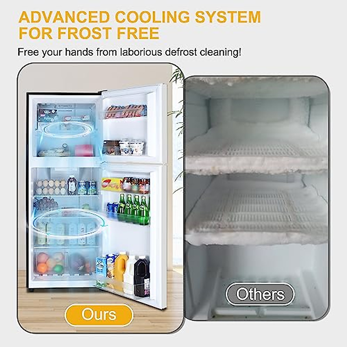 Frestec 12.1 CU' Refrigerator with Freezer, Apartment Size Refrigerator Top Freezer, 2 Door Fridge with Adjustable Thermostat Control, Freestanding, Door Swing, Stainless Steel (FR 1202 SL)