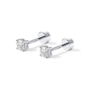 PAVOI 14K Gold Plated Solid 925 Sterling Silver Post Cubic Zirconia Stud Flat Back Earrings for Women | Cartilage Earring | Helix Piercing Jewelry | Small Stud Earrings for Women