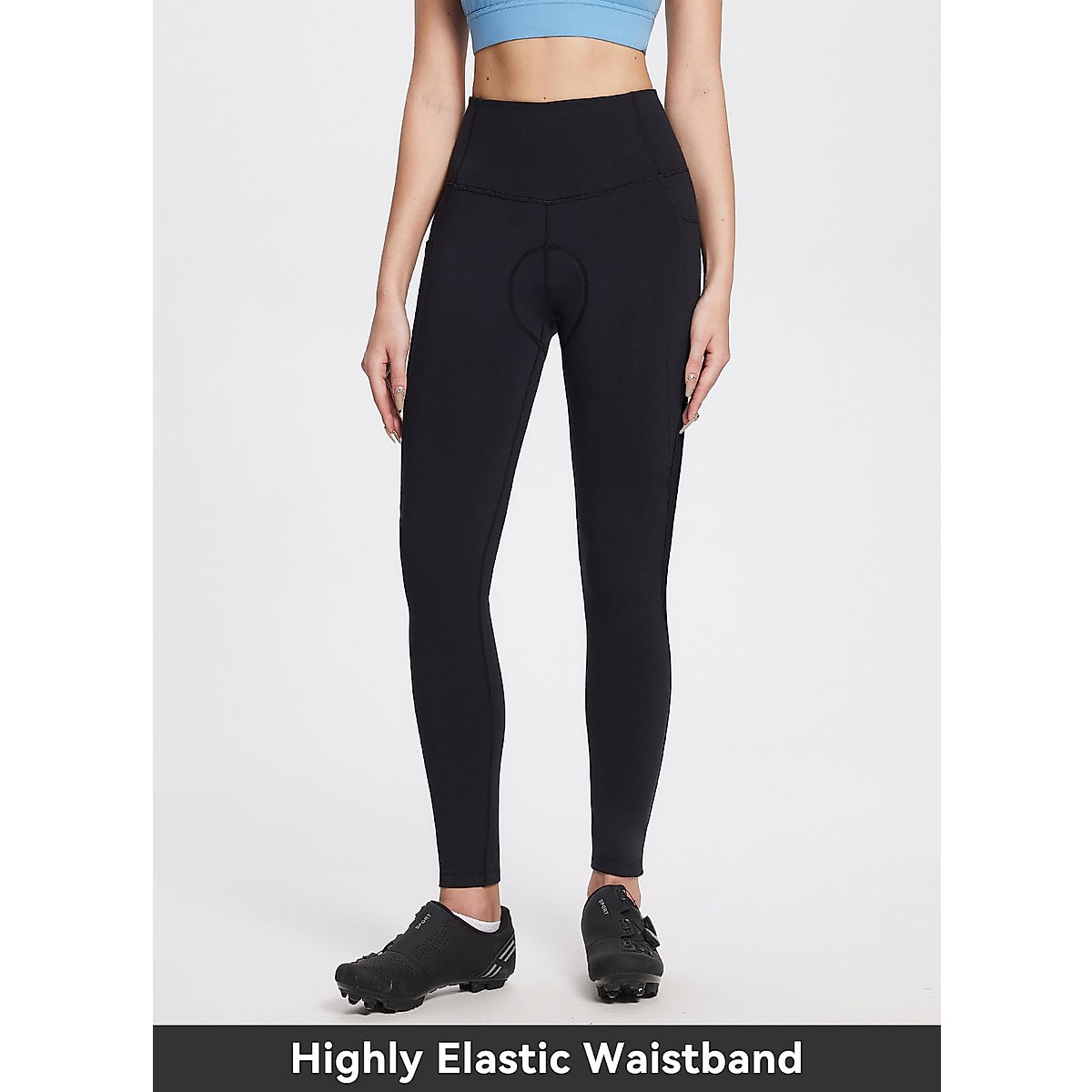 BALEAF Winter Womens Cycling Pants 4D Padded Thermal Water Resistant Bike Tights Padding Fleece Lined Cold Weather Pockets Black M