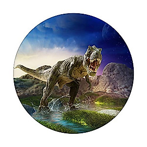 Scary Cute T-Rex Roar Dinosaur With Cloudy Blue Sky Scene PopSockets PopGrip: Swappable Grip for Phones & Tablets