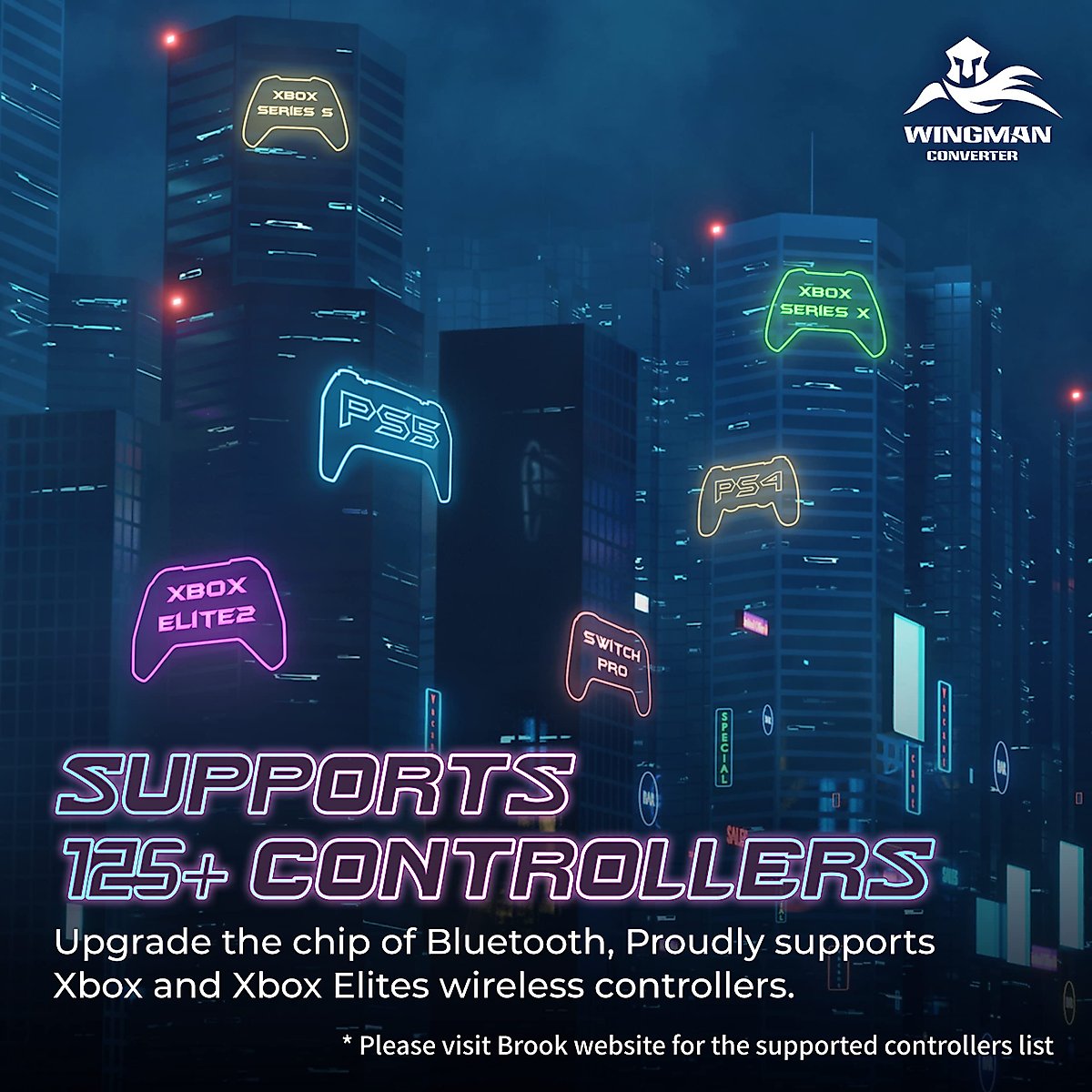 Brook Wingman XE 2 Converter - Two in One Wireless Controller Adapter for PS, Switch Consoles, and PC, Supports Remap and Adjustable Turbo