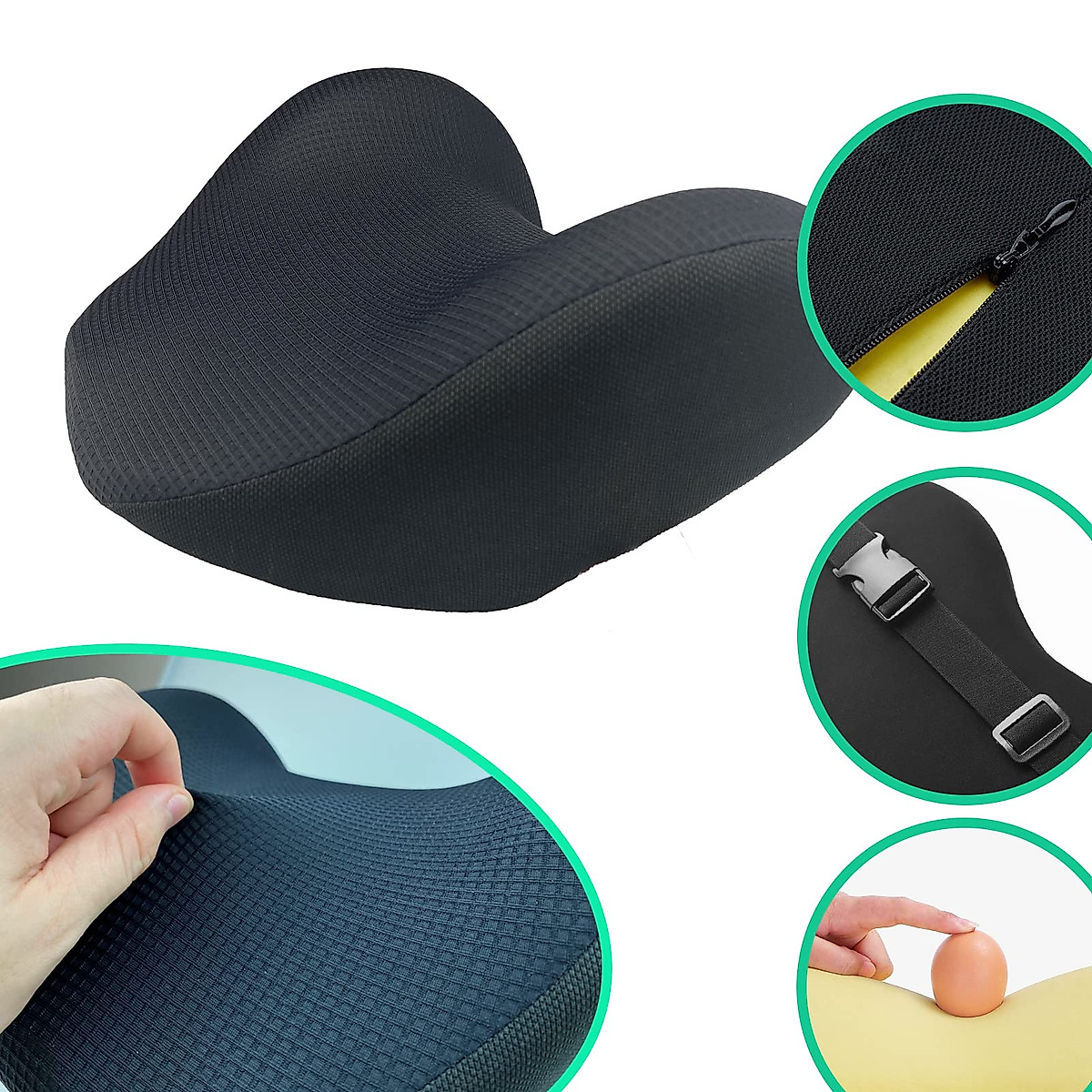 Super Soft Car Headrest Pillow, 100% Memory Foam Car Neck Pillow with Adjustable Strap & Breathable Removable Cover, Ergonomic Design - Travel Pillow Car Pillow for Neck/Back Pain Relief(Black, 1P)