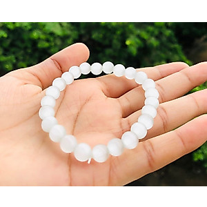 CRYSTALMIRACLE Powerful Selenite Beaded Round Bracelet Crystal Healing Fashion Jewelry Men Women Gift Handcrafted Accessory Wellness