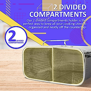 HOME&I Kitchen Utensil Holder-Thin Drying Rack Basket Organizer Utility Sturdy Stainless Steel 304 Flatware Silverware Cutlery Storage for Kitchen Dining (Medium-2 Compartments)