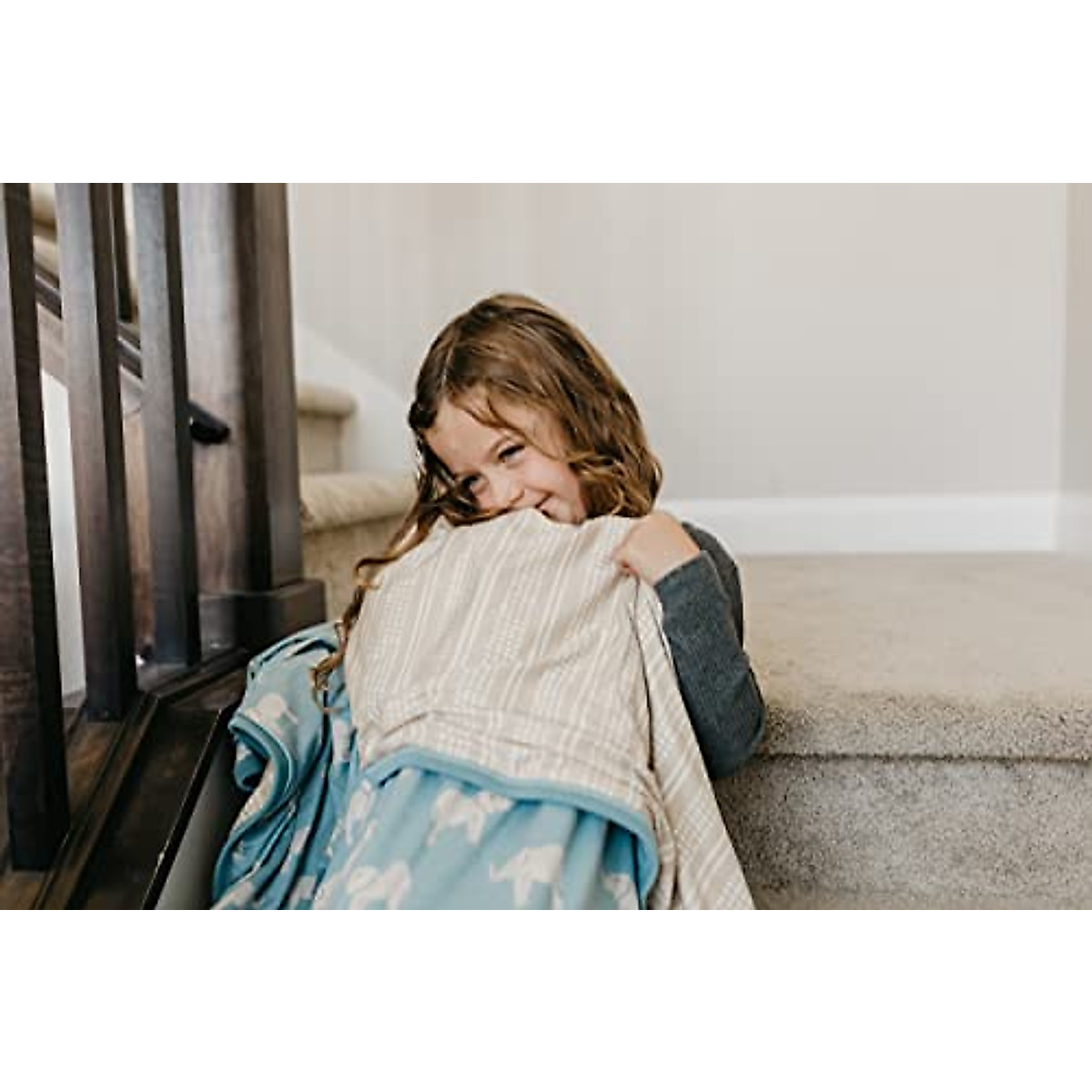 Large Premium Knit Baby 3 Layer Stretchy Quilt Blanket Peanut by Copper Pearl