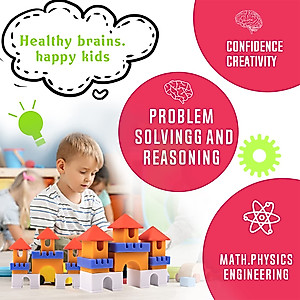 CHIN FAI Silicone Stacking Blocks, 12 PCS Baby Soft Castle Building Blocks - Montessori Kids Stacking & Nesting Toys for Babies 6 Months and up (Red)