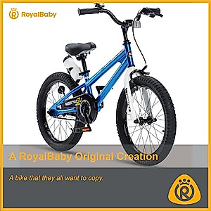 RoyalBaby Freestyle Kids Bike Boys Girls 18 Inch BMX Childrens Bicycle with Kickstand for Ages 5-8 years, Blue