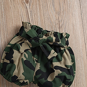 AMAWMW Daddys Little Girl Baby Clothes Ruffle Short Sleeve Romper Camo Bloomers Headband Newborn Infant Baby Girl Summer Outfit (Green, 0-6 Months)