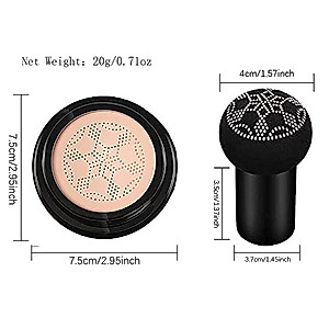 SuperThinker Air Cushion CC Cream Mushroom Head Foundation, Moisturizing BB Cream Makeup Long Lasting Matte Concealer (Natural)